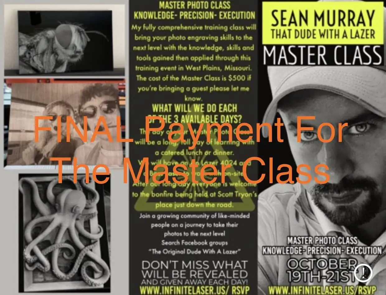 Final Payment For The Master Class -October 19,20,21 – Infinite Laser